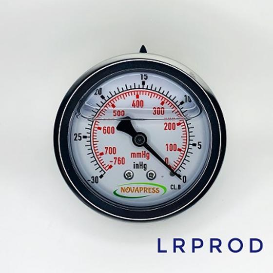 Vacuômetro horizontal - diam.63mm (2.1/2” ) com escala de -30 inHg x ...