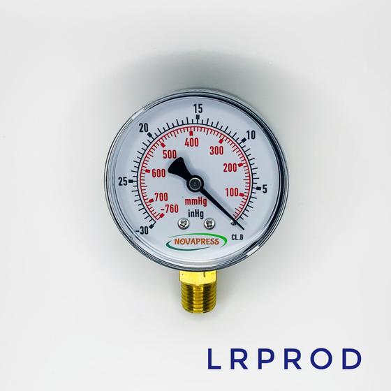 Vacuômetro vertical - Diam.63mm (2. 1/2) com escala de -30 inHg x -760 ...