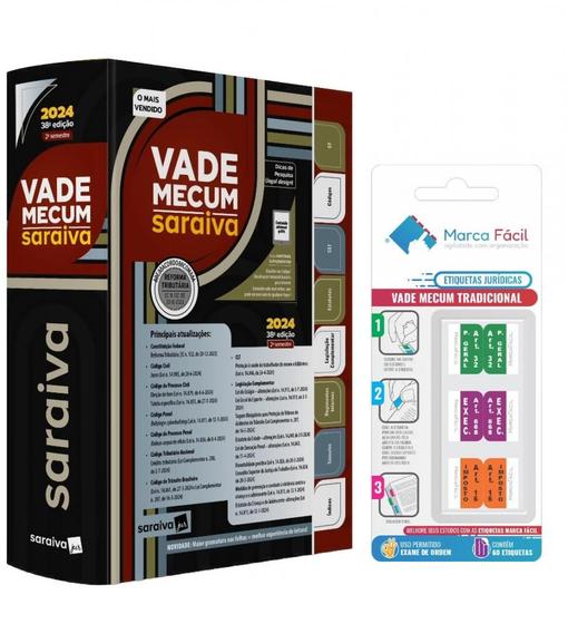 Vade Mecum Saraiva Tradicional - 38ª edição 2024 + Etiqueta Marca Fácil ...