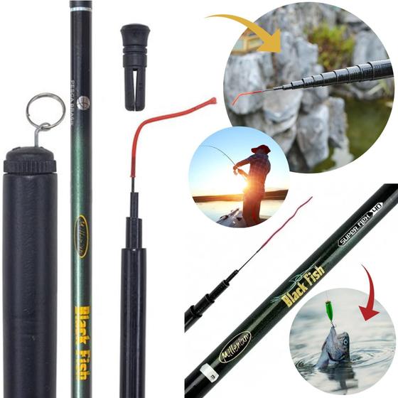 Vara De Mão Telescópica Ultra Leve 3.00 Metros Black Fish - Pesca ...