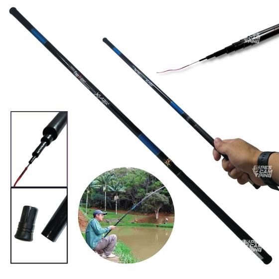 Vara Pesca Telescópica 2,40 Metro De Mão Fibra De Vidro Leve - Xingu ...