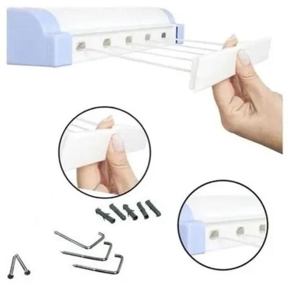 Varal Automático 5 Cordas Retrátil Parede 4,1 Metros Secalux - Varal de Parede - Magazine Luiza