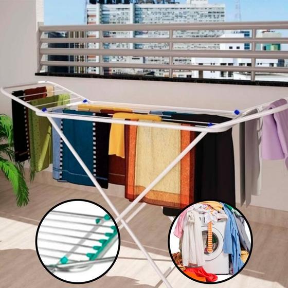 Varal De Alumínio Retrátil De Chão Com Abas Portátil Área Interna ...