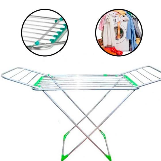 Varal De Alumínio Retrátil De Chão Com Abas Reforçado Secador ...