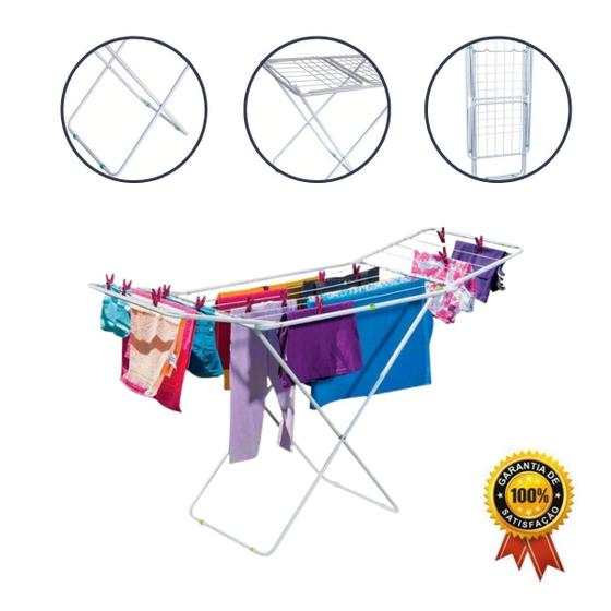 Varal de chão com abras retrátil branco - MAXEB - Varal de Chão ...