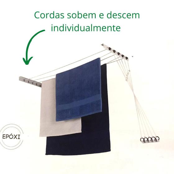 Varal De Parede 5 Cordas Individuais Branco Maxeb - Varal de Parede ...