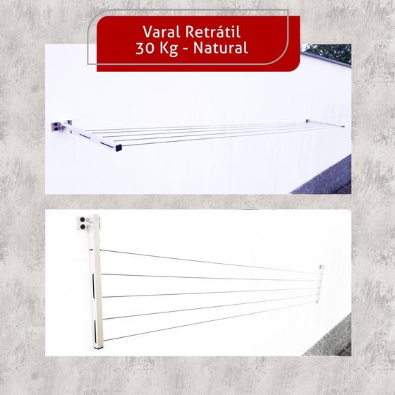 Varal De Parede Articulado Aluminio 30 Kg 42 Cm Natural - Vulcano - Vulcano Varais - Varal de ...