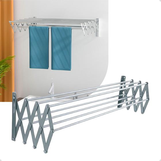 Varal De Parede Reforçado Todo Em Aço Inox Completo 60cm Linha Premium ...