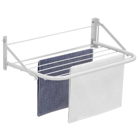 Varal de Parede Toalheiro Dobrável Retrátil Aço 56Cm Branco - Maxeb ...