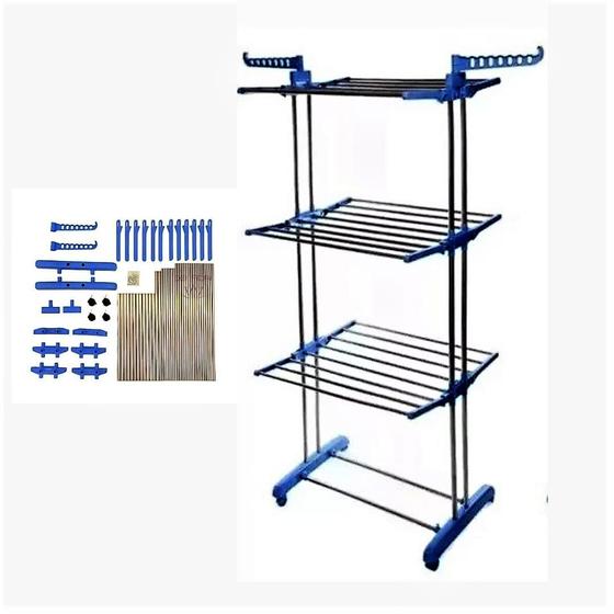 Varal De Pé 3 Andares Com Rodinhas Dobrável Secagem De Roupa - KOOK ...