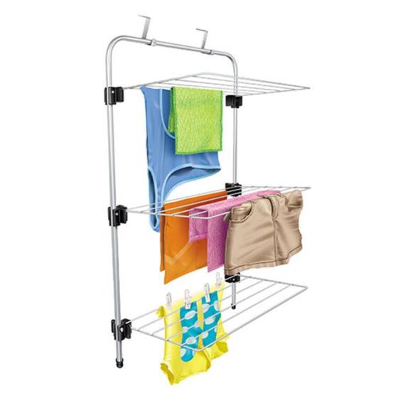 Varal de Porta Dobrável Wick Prata de Aço Com 3 Abas - Secalux - Varal ...