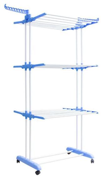 Varal De Roupa Aço Inox Dobravel Vertical Azul/Branco - Toaninni ...