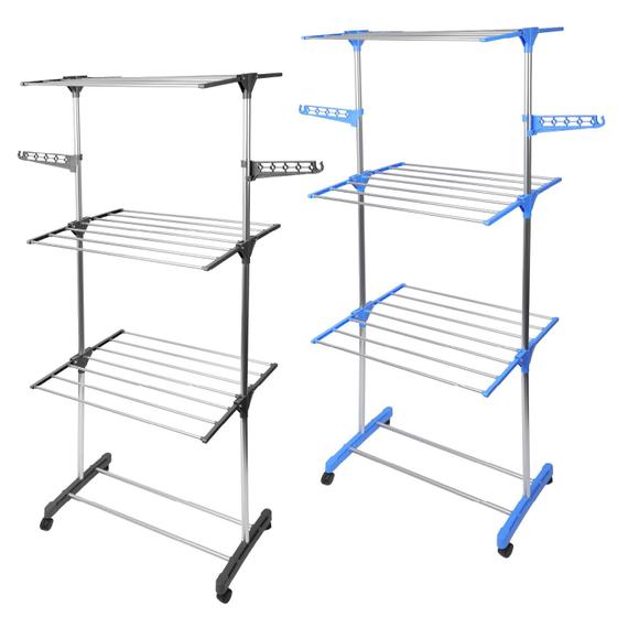 Varal De Roupa Aço Inox Dobrável Vertical Azul, Preto - Kparts ...