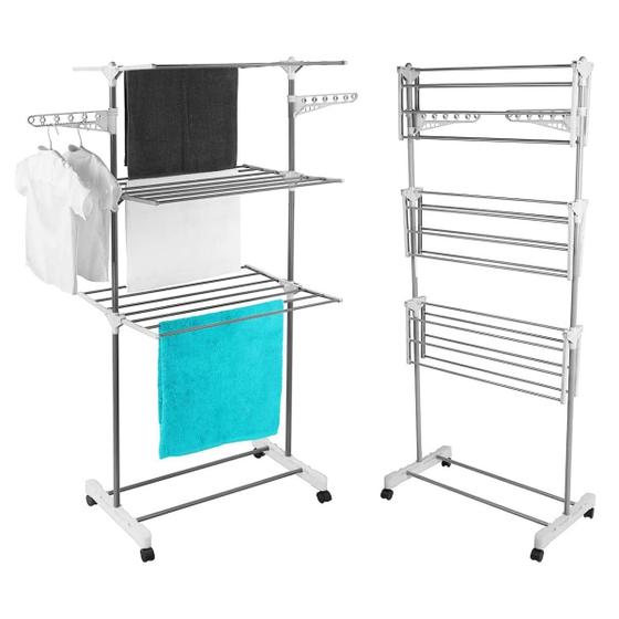 Varal De Roupas Vertical 3 Andares De Chão Dobrável Portátil - TULLS ...