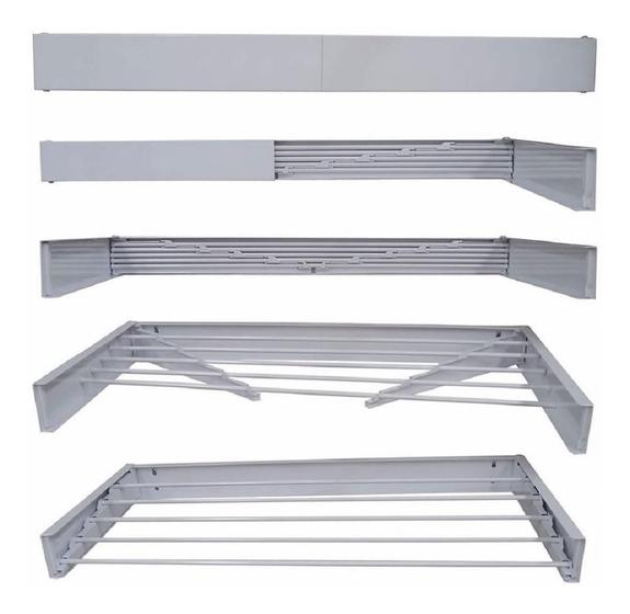 Varal Magico 50Cm Retrátil Oculto Dobrável Com 4 Varetas - Varal Mágico ...