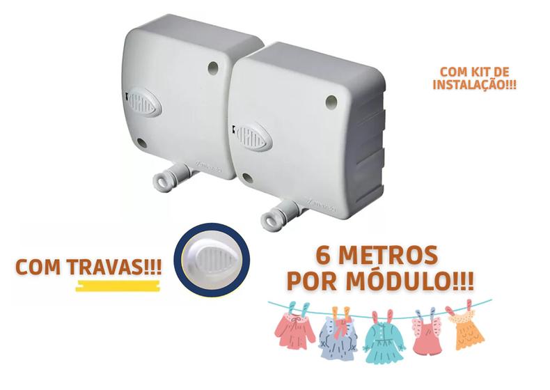 Varal Modular Retratil Automático Maxeb Stend c/2 Módulos 6m - Maxeb ...
