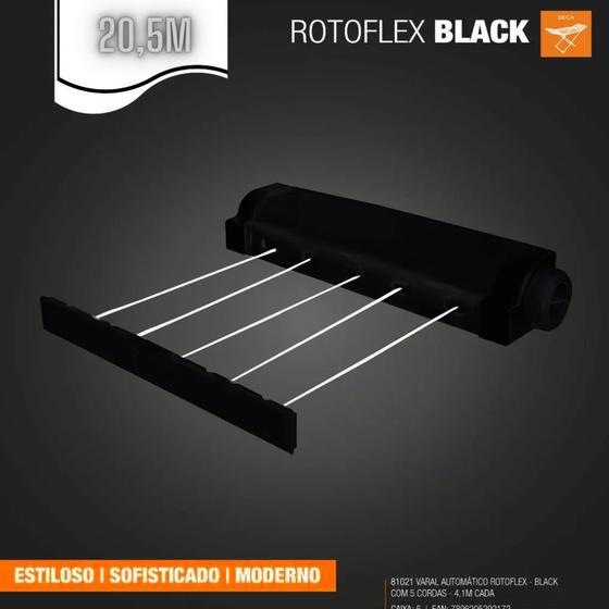 Varal Retratil Parede Automatico 5 Cordas Pratico Preto - Starlimps ...