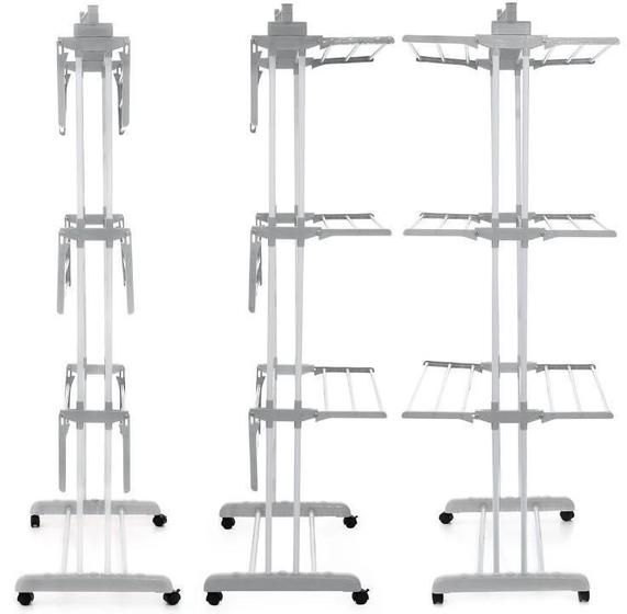 Varal Roupas Retratil Articulado Dobravel Vertical Cor Cinza - Futuro ...