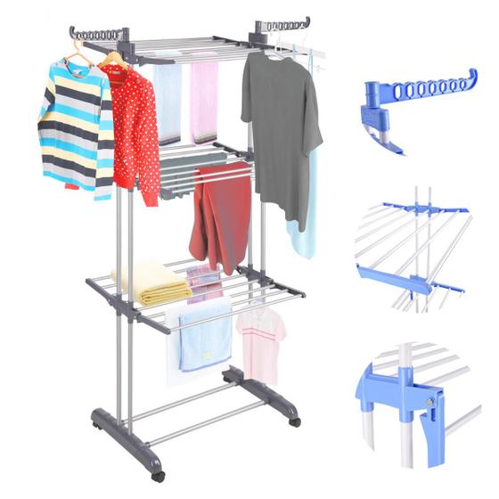 Varal Roupas Retrátil Articulado Dobrável Vertical De Chão - NAPOLES ...