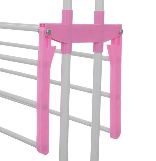 Varal Roupas Vertical 3 Andares Chão Dobrável Portátil Rosa - Futuro ...