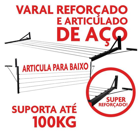 Varal Super Reforçado Aço Articulado Extensível Até 4 Mt - Home Varais ...