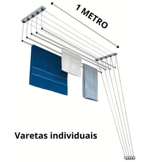 Varal Teto Ou Parede Aço 5 Varetas Individuais Branco - 1 metro - MAXEB ...