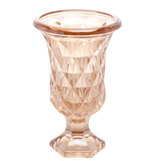 Vaso C/Pé De Vidro Diamond Âmbar Metalizado 15Cm X 24Cm - LYOR - Vasos ...