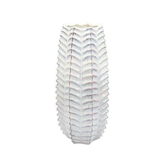 Vaso Ceramica Branca Design Rustico todo em Relevo - LUXdécor - Vasos ...