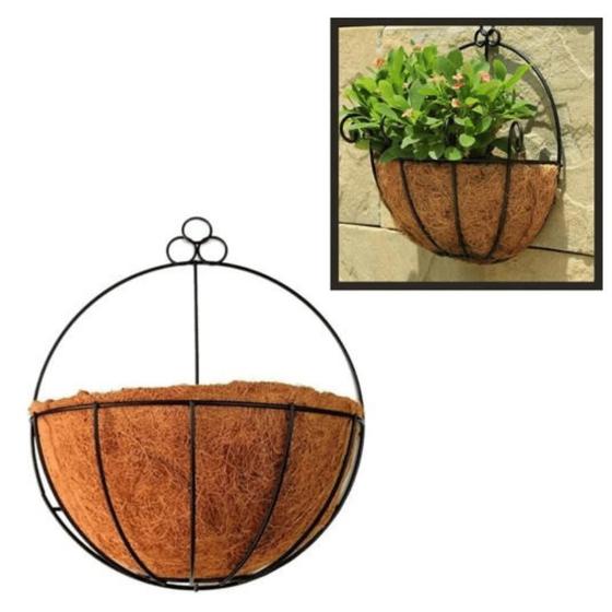 Vaso Meia Cuia Fibra de Coco c/ Suporte Pendente Parede 20cm - Melhores ...