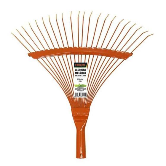 Vassoura para Jardim Famastil Fixa Metálica Arame 22 Dentes com Cabo ...