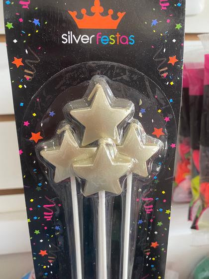 Velas estrela para aniversário - Silver festas - Vela de Aniversário ...