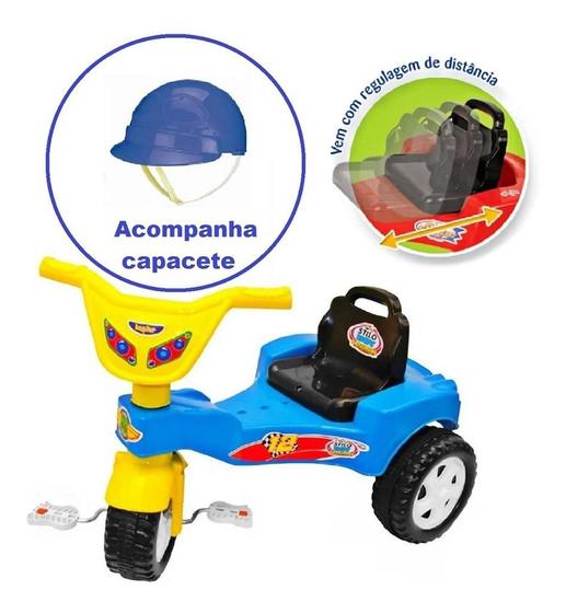 Velotrol Triciclo Infantil Menino Azul Stilo Boy Ajustável + Capacete ...
