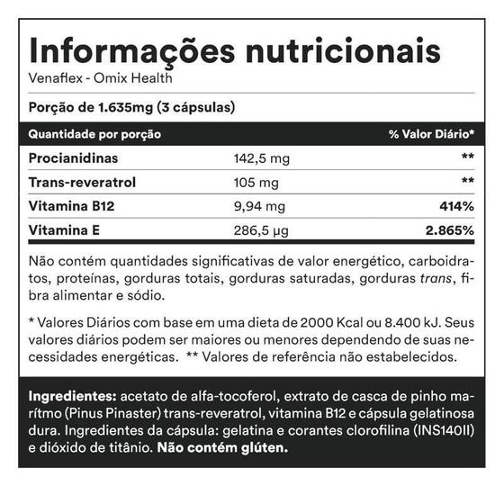 Venaflex - 90 Cápsulas - Omix - Fitoterápicos - Magazine Luiza