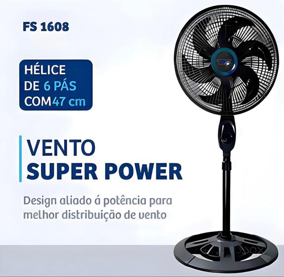 Ventilador chão Solaris FS1608 com 6 pás de Plástico preto estrutura ...