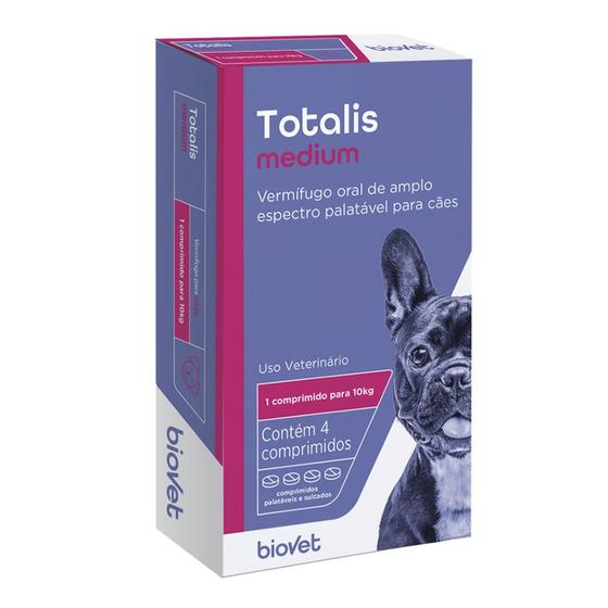 Vermífugo Para Cães Totalis Biovet Medium 4 Comprimidos - Vermífugo Pet ...