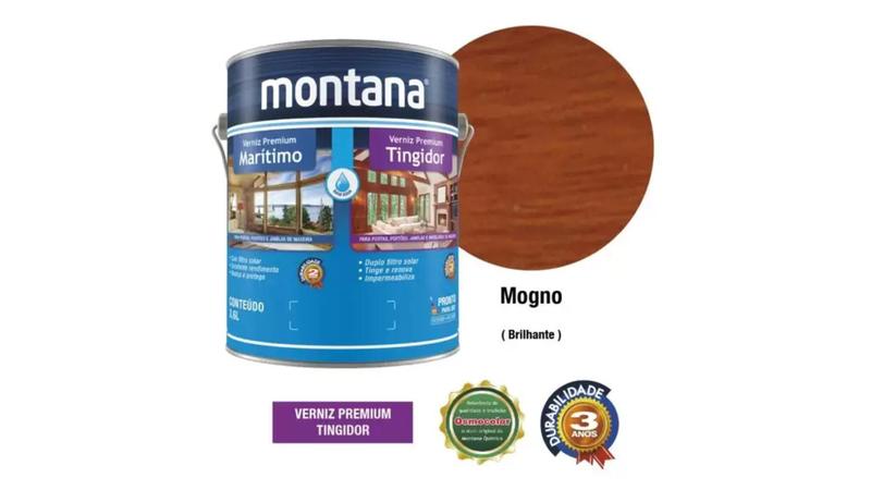 Verniz Base Agua Premium Tingidor Mogno Brilhante Montana 900ml ...