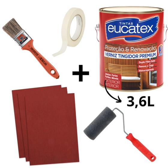 Verniz para Madeira Cor Imbuia 3,6L - Kit Completo - Eucatex - Verniz ...