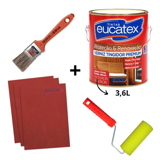 Verniz para Madeira Cor Mogno 3,6L - Kit Completo - Eucatex - Verniz ...