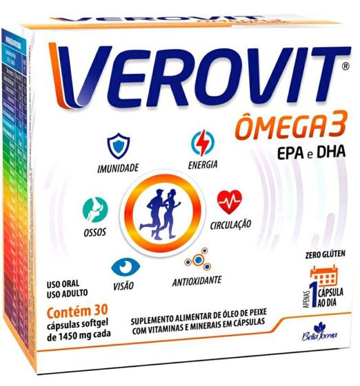 Verovit Ômega Polivitamínico e Polimineral de A a Z 1450mg com 30 ...