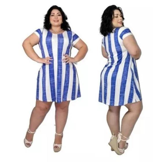 Vestido Camisão Plus Size Lindas Cores Listras Moda Feminina - RP MODA ...