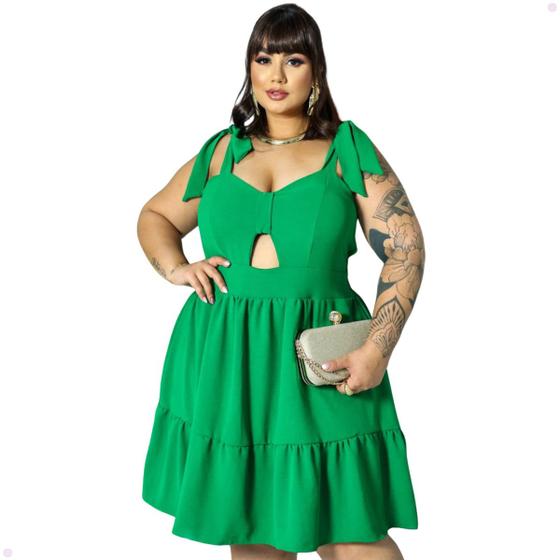 Vestido curto de alça larga detalhe busto lastex nas costas Plus size ...