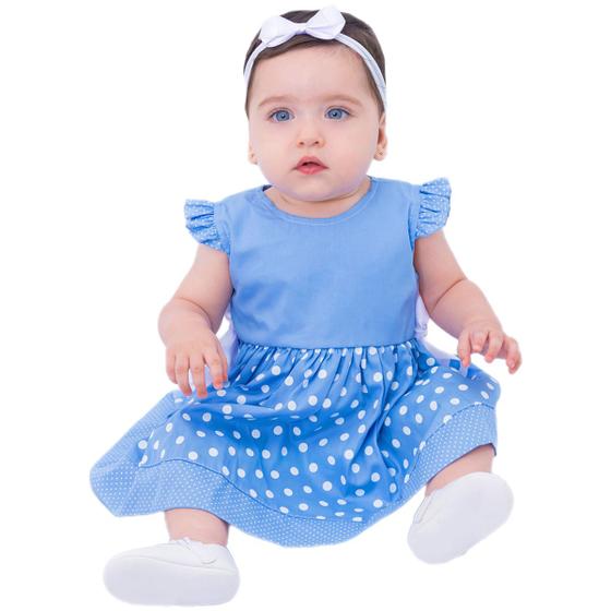 Vestido de Bebê Roupa Menina Infantil Com Tiara 100% Algodão Minnie ...