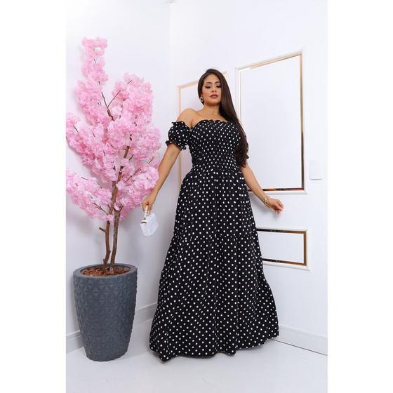 Vestido elastex longo de tecido viscolinho com forro - LAJMA STORE ...