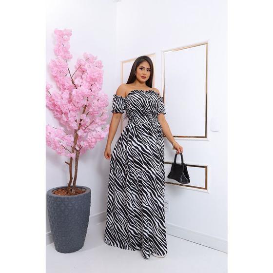 Vestido elastex longo de tecido viscolinho com forro - LAJMA STORE ...