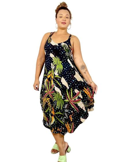 Vestido Indiano Midi Trapezio Balone Soltinho Confort Linha Premium ...