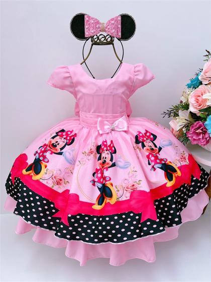 Vestido Infantil Minnie Rosa Mini Miney Minnye Minnei Festa - Tio Dedé ...