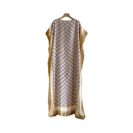 Vestido Kaftan Hijab De Seda Estampado Elegante Para Mulheres Verão ...