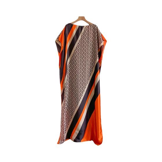 Vestido Kaftan Hijab De Seda Estampado Elegante Para Mulheres Verão ...