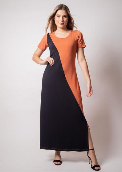 Vestido Longo básico Telha Pau a Pique - Vestido Feminino - Magazine Luiza