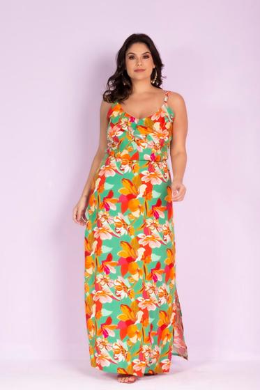 Vestido Longo Maitê Floral Verde Plus Size - Domenica Solazzo - Vestido ...
